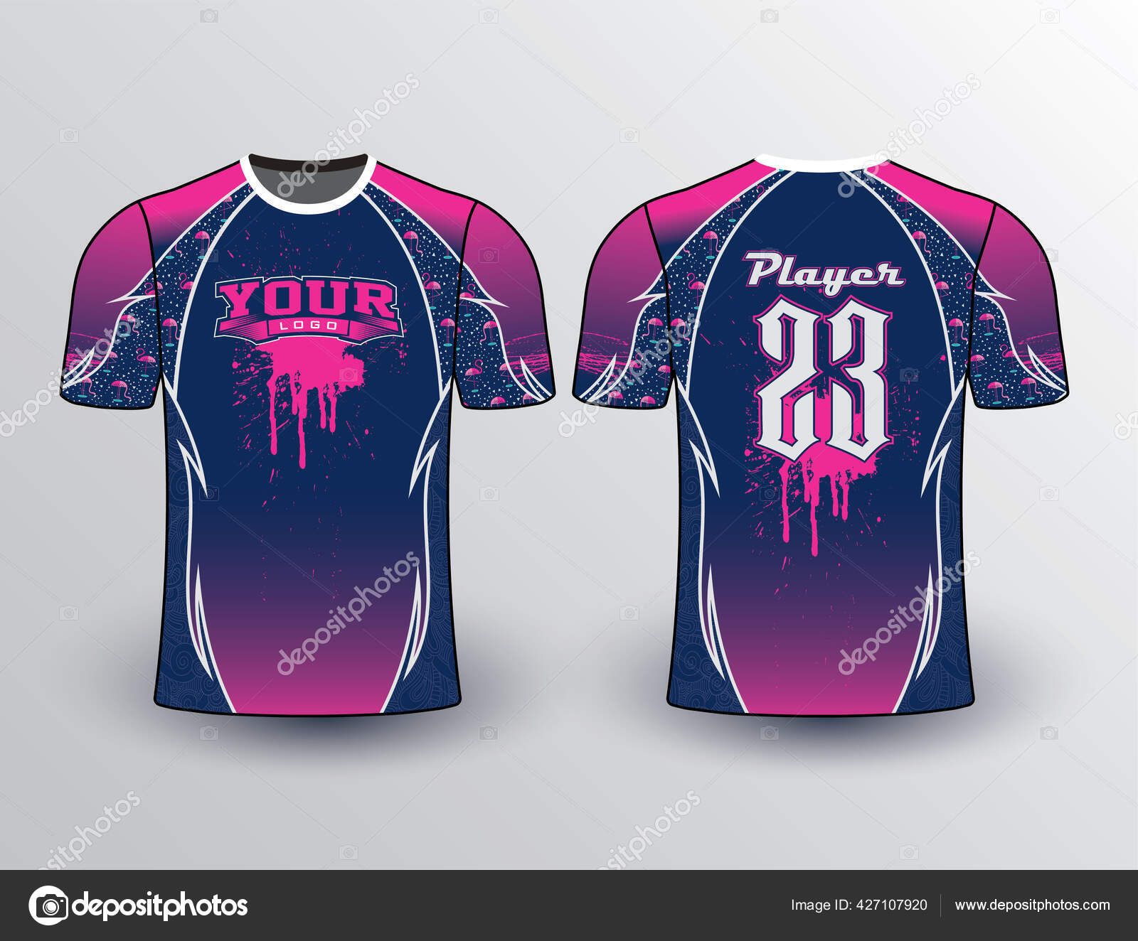Elegant Color Mix Splash Effect Hot Pink Blue Jersey Fit Stock Vector ...