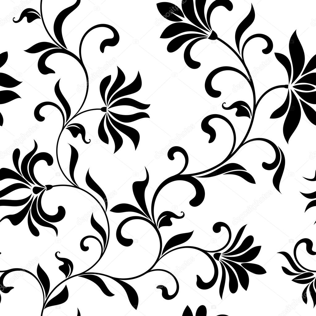 Seamless floral pattern on a white background. Vintage style. The ...