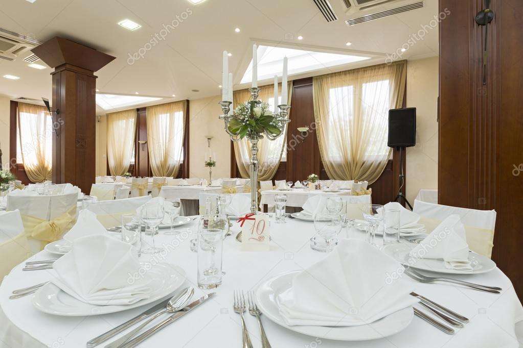 Wedding hall or other function facility set for fine dining Stock Photo ...
