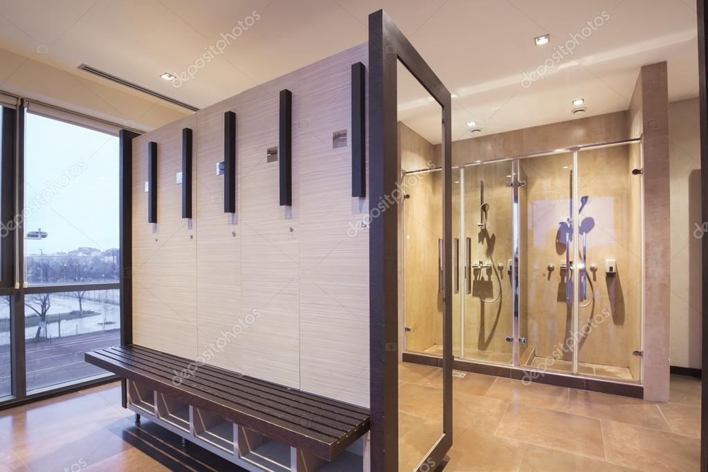 Fitness and spa locker and shower room — Stock Photo © rilueda #64595627