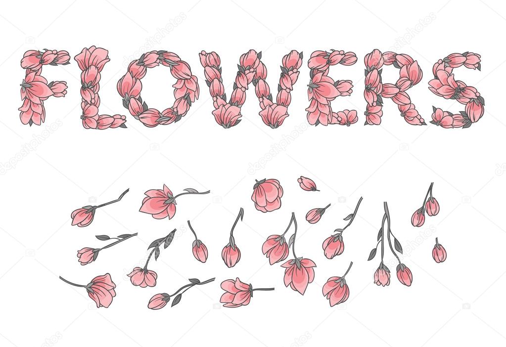 Lettering with sakura flowers Stock Vector Image by ©AnnaSuchkova ...