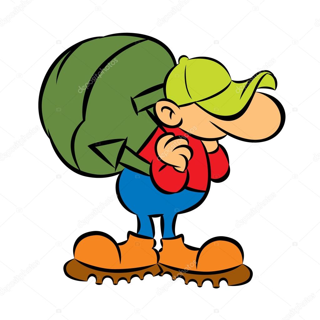 Kreslený turista s velký zelený batoh — Stock Vektor © AnnaSuchkova ...