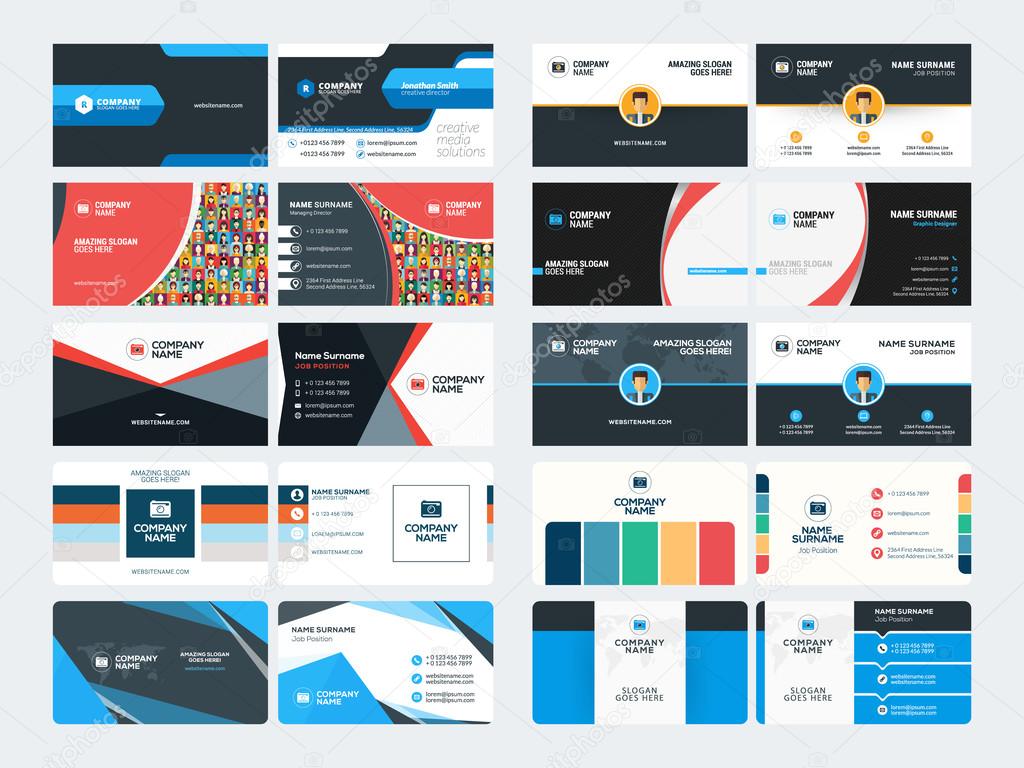 Set of Creative and Clean Corporate Business Card Print Templates. Flat ...