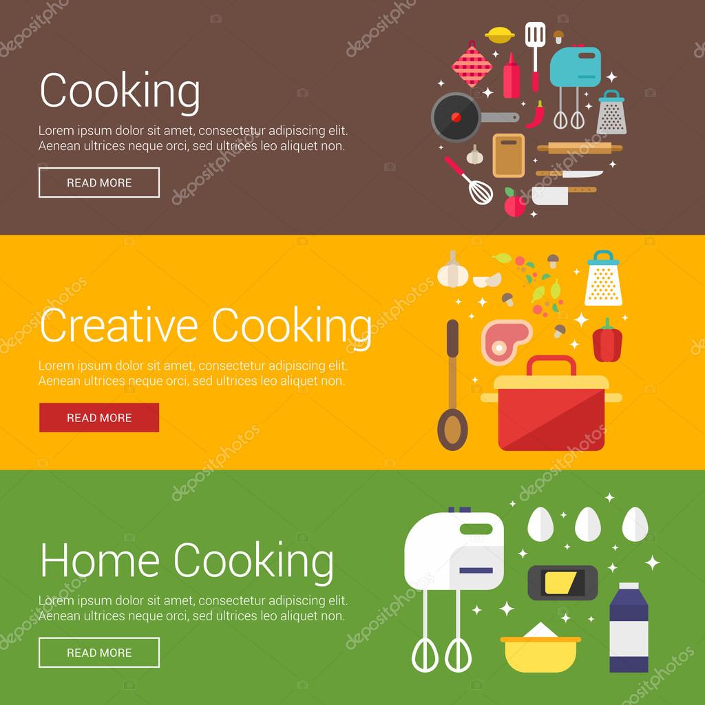Cooking. Creative Cooking. Home Cooking. Flat Design Vector ...