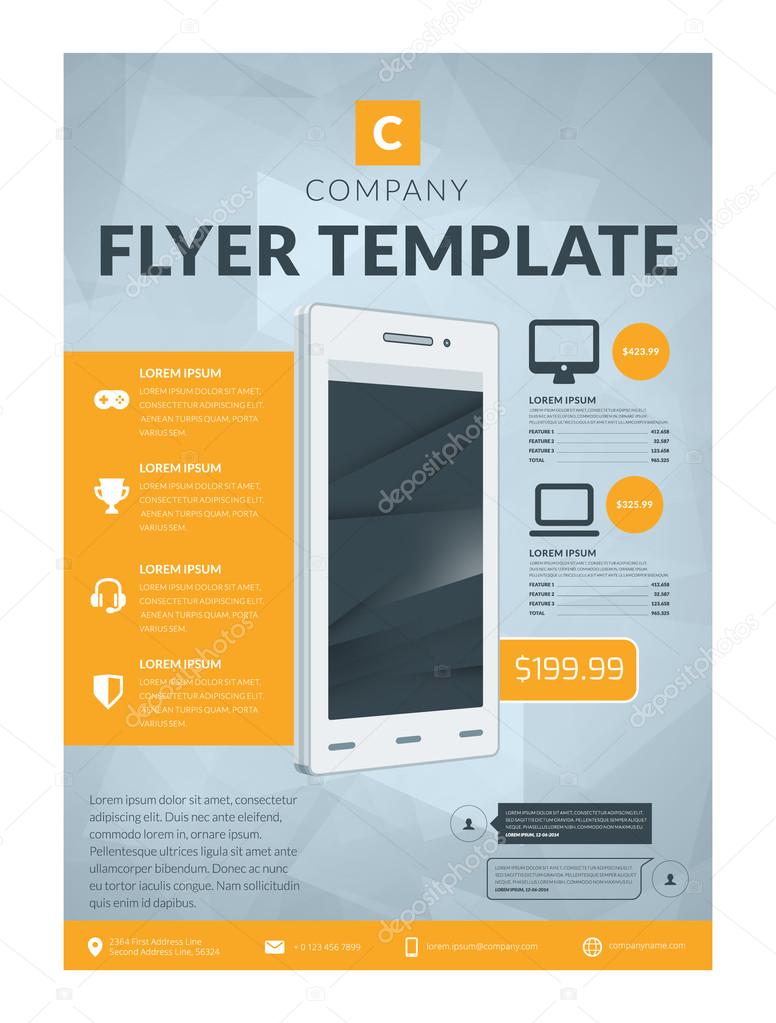 Vector Business Flyer Design Template for Mobile Application or New ...