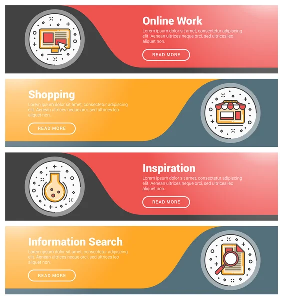 Flat design concept. Set of flat line business website banner templates ...