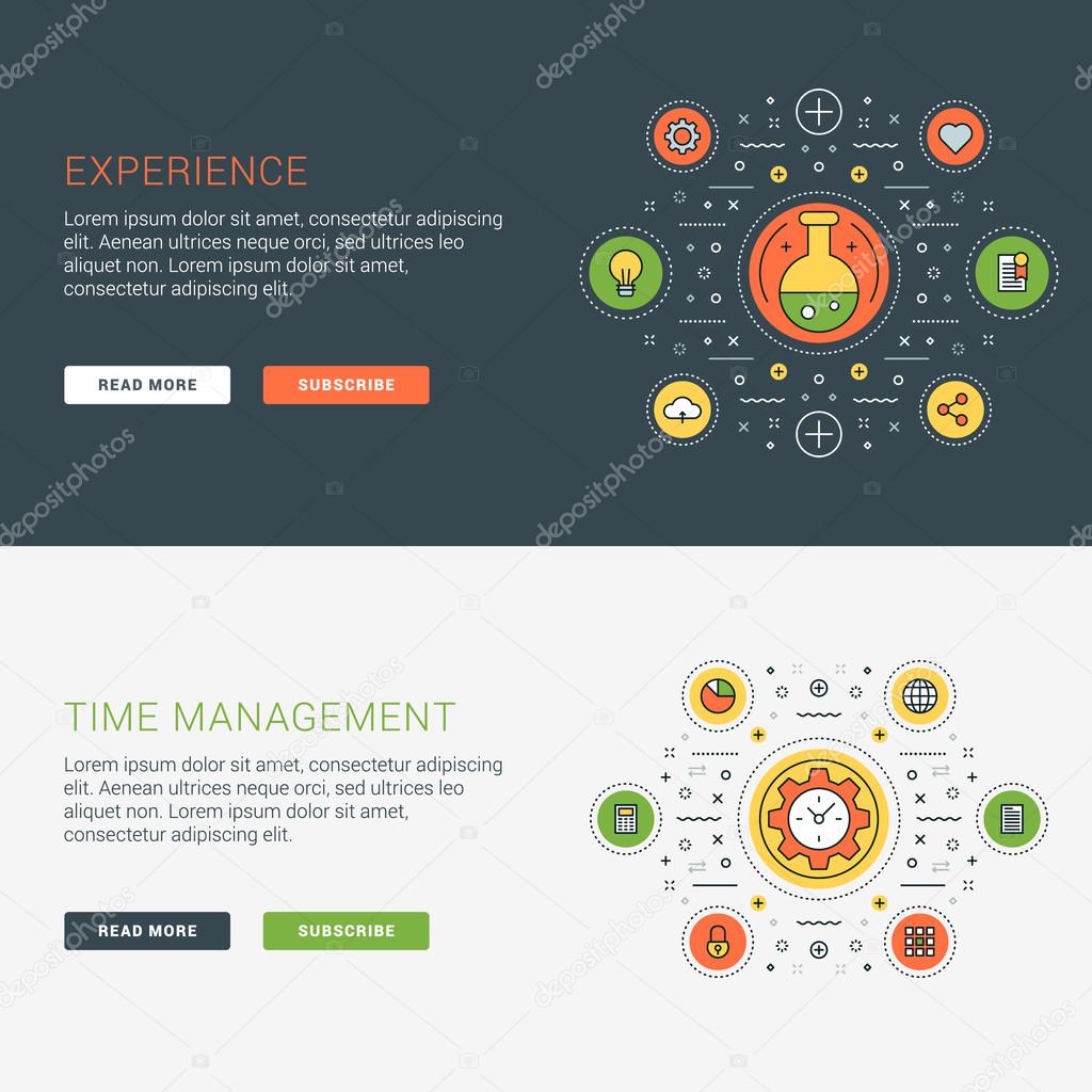 Set of flat line business website banner templates. Vector illustration ...