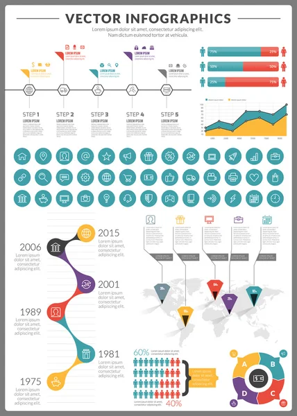 Big pack of data visualization vector infographics and design elements ...