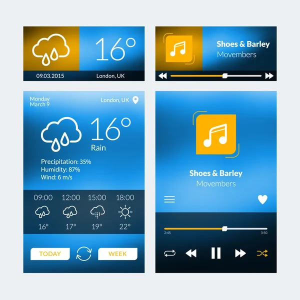 Graphic user interface vector illustration with various icons in modern ...