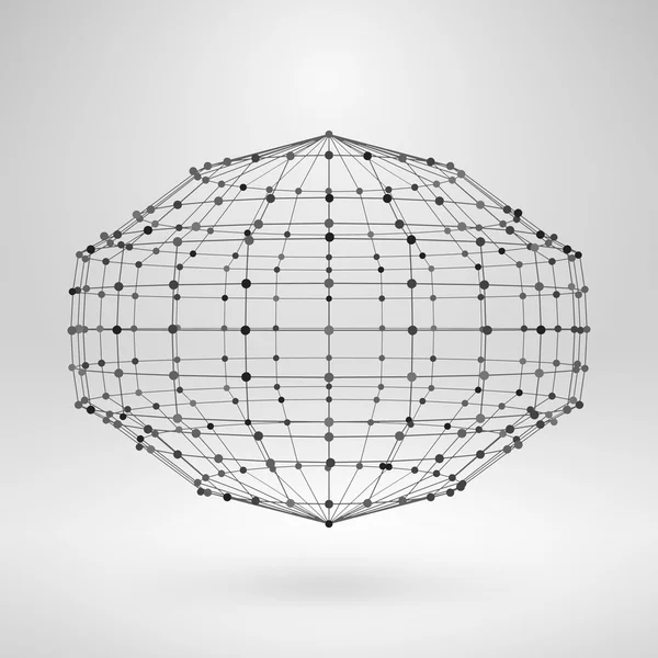 Wireframe polygonal geometric element. Sphere with connected lines and ...
