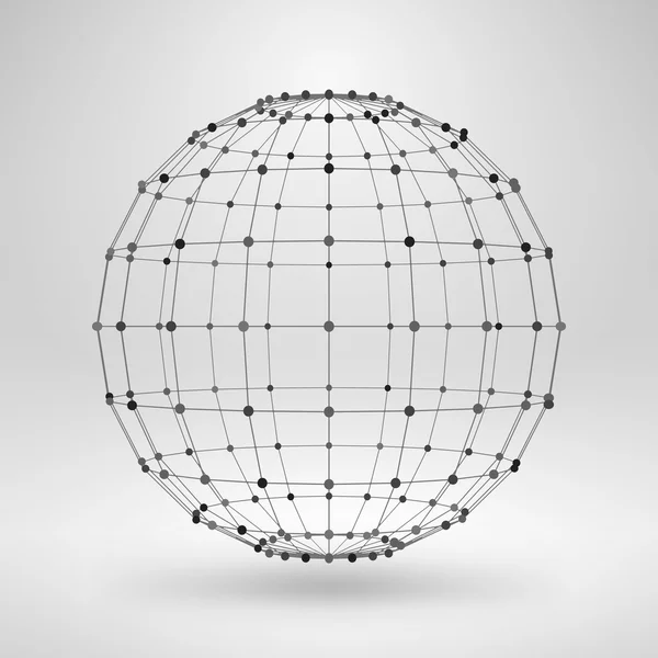 Wireframe Polygonal Geometric Element Sphere With Connected Lines And Dots Vector Illustration