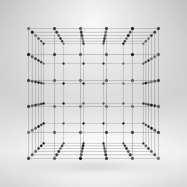 3D Cube with Lines and Dots. Vector Wireframe Polygonal Element Stock ...