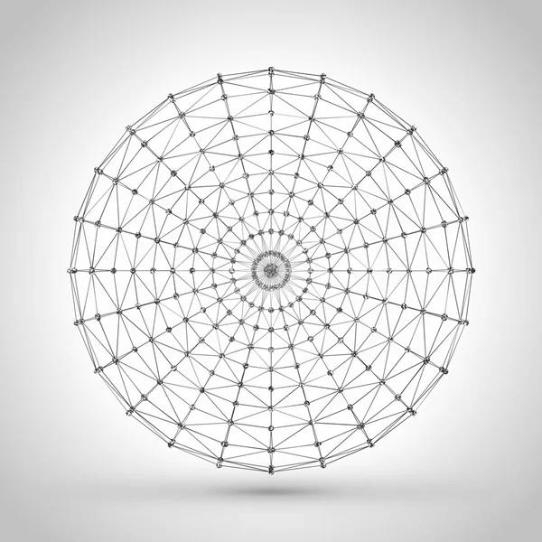 Wireframe polygonal geometric element. Sphere with connected lines and ...