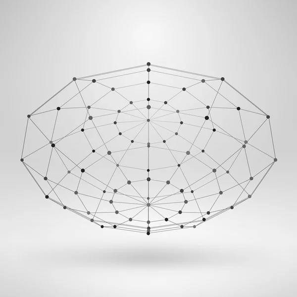 Wireframe Polygonal Element. 3D Sphere with Lines and Dots — Stock ...