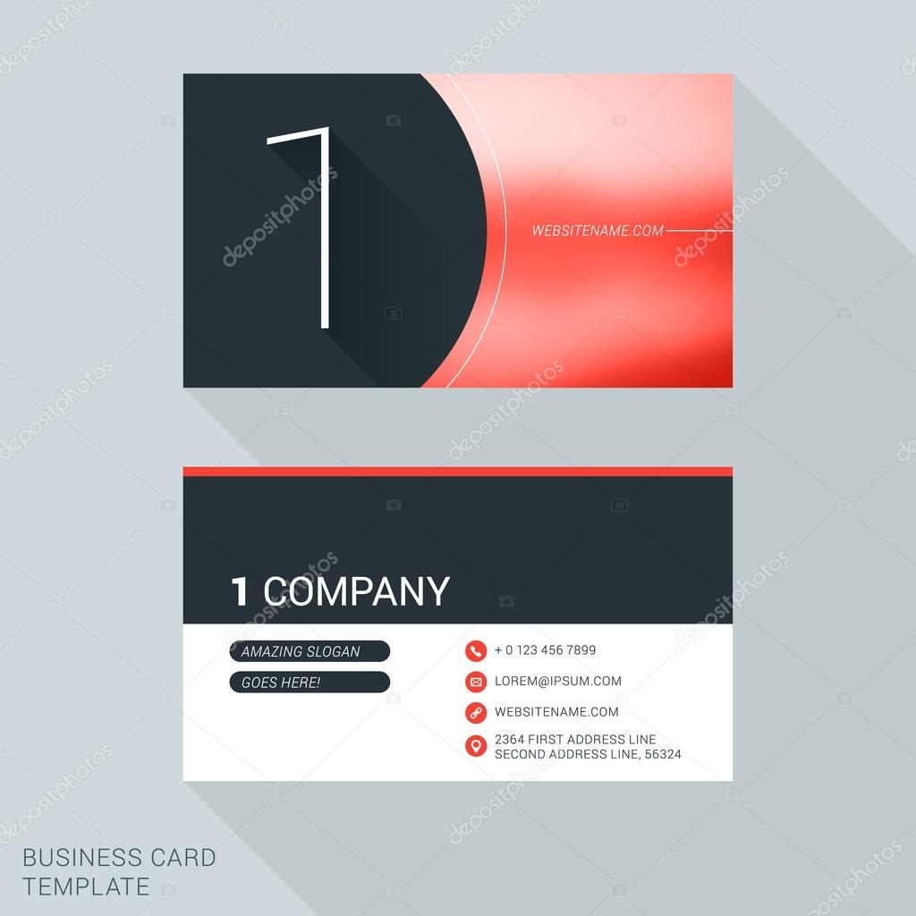 Creative Business Card Template. Number One. Flat Design Vector ...