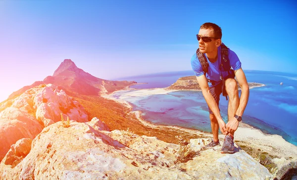 Man running on the rock - Stock Image - Everypixel