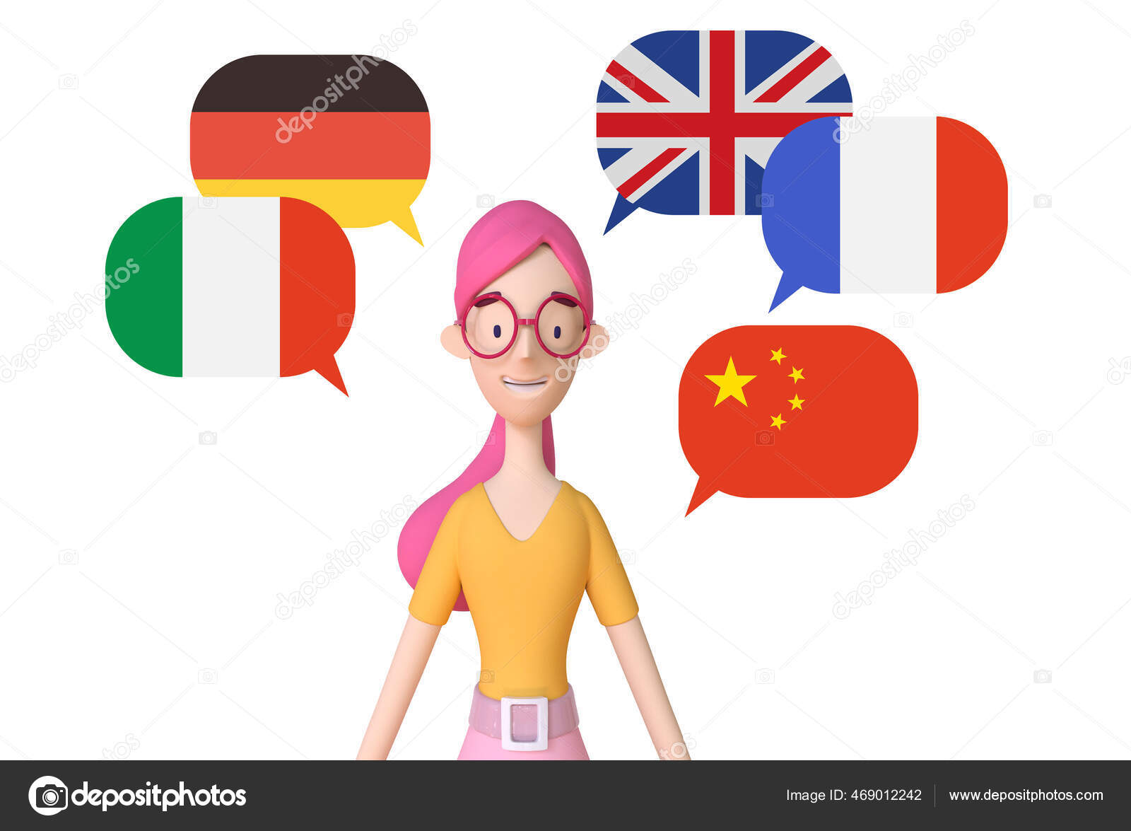 Young Girl Learning Different Languages Multilingualism Concept Girl ...