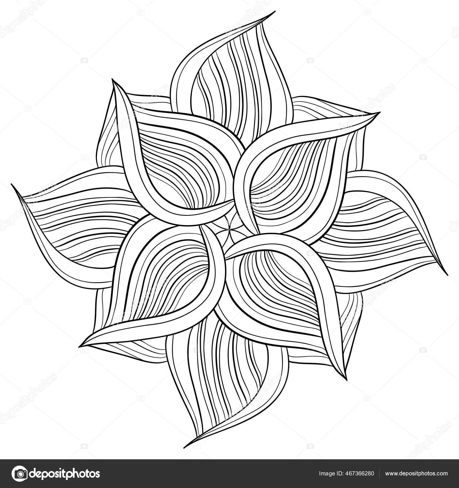 Simple Decorative Mandala Striped Patterns White Isolated Background ...