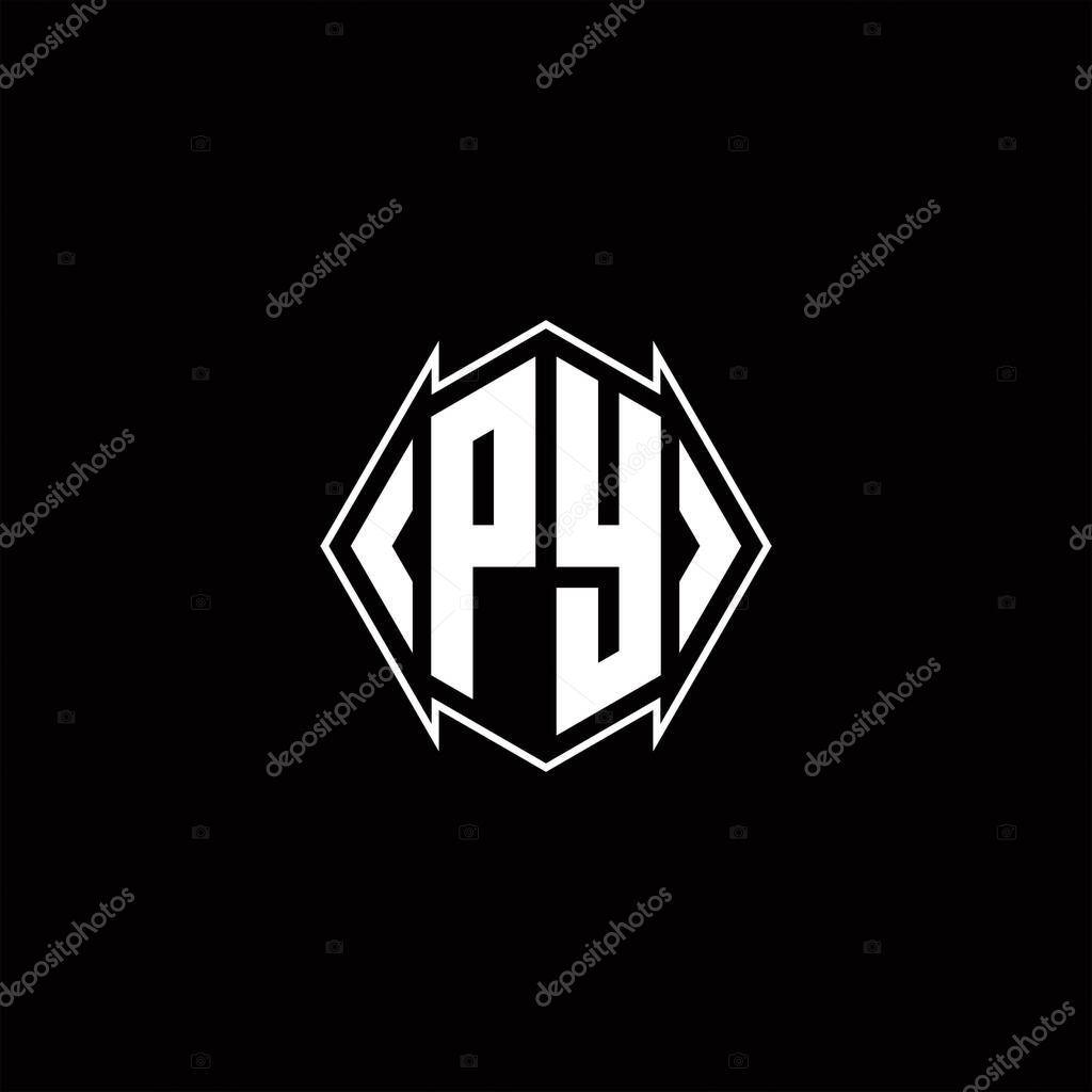 PY Logo monograma con forma de escudo diseños plantilla vector icono ...