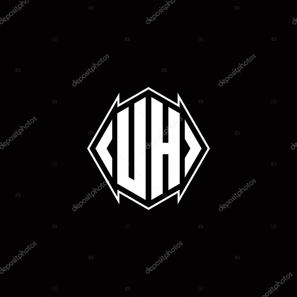 UH Logo monograma con forma de escudo diseños plantilla vector icono ...