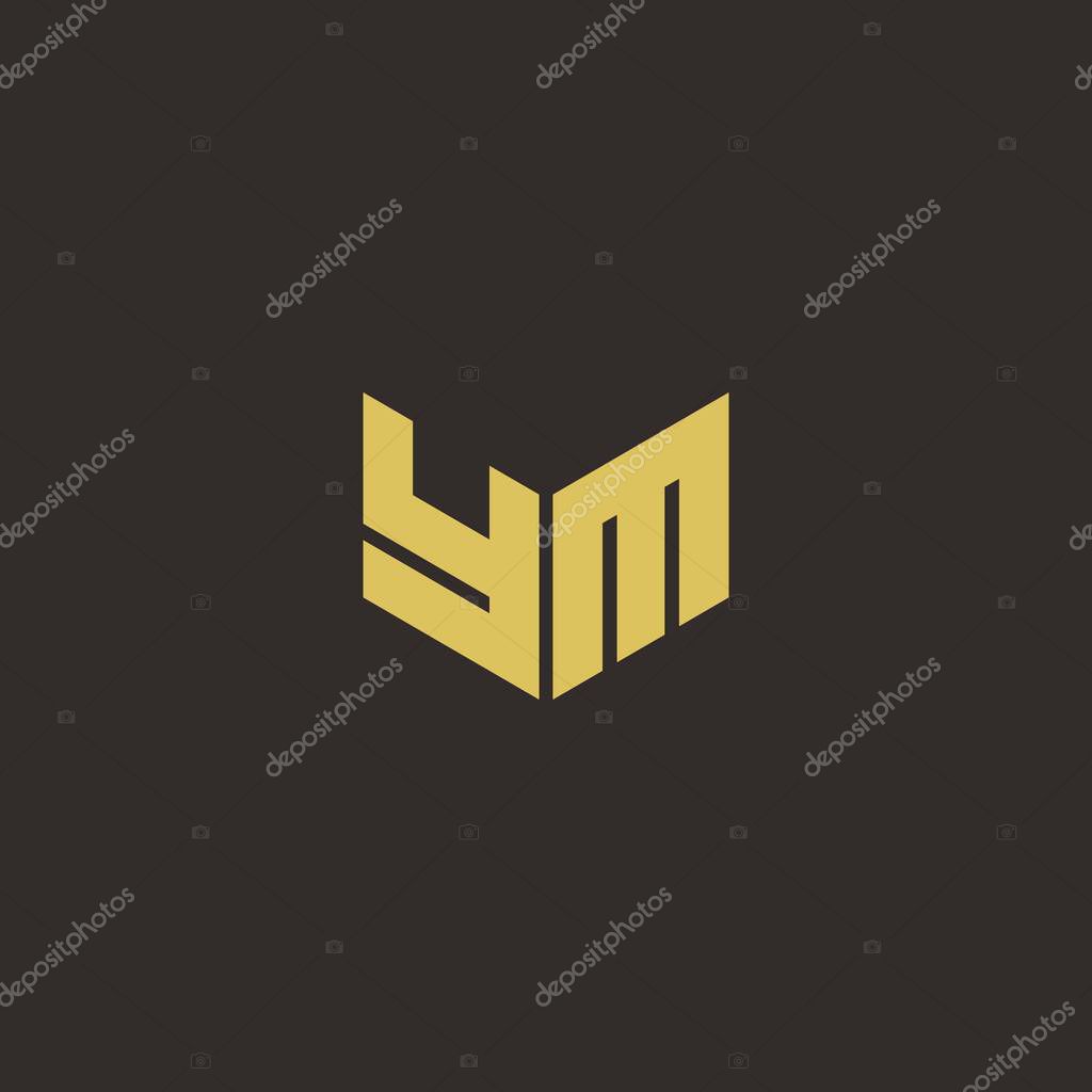 YM MY Logo Letra Inicial Logo Diseños Plantilla con Oro y Fondo Negro ...
