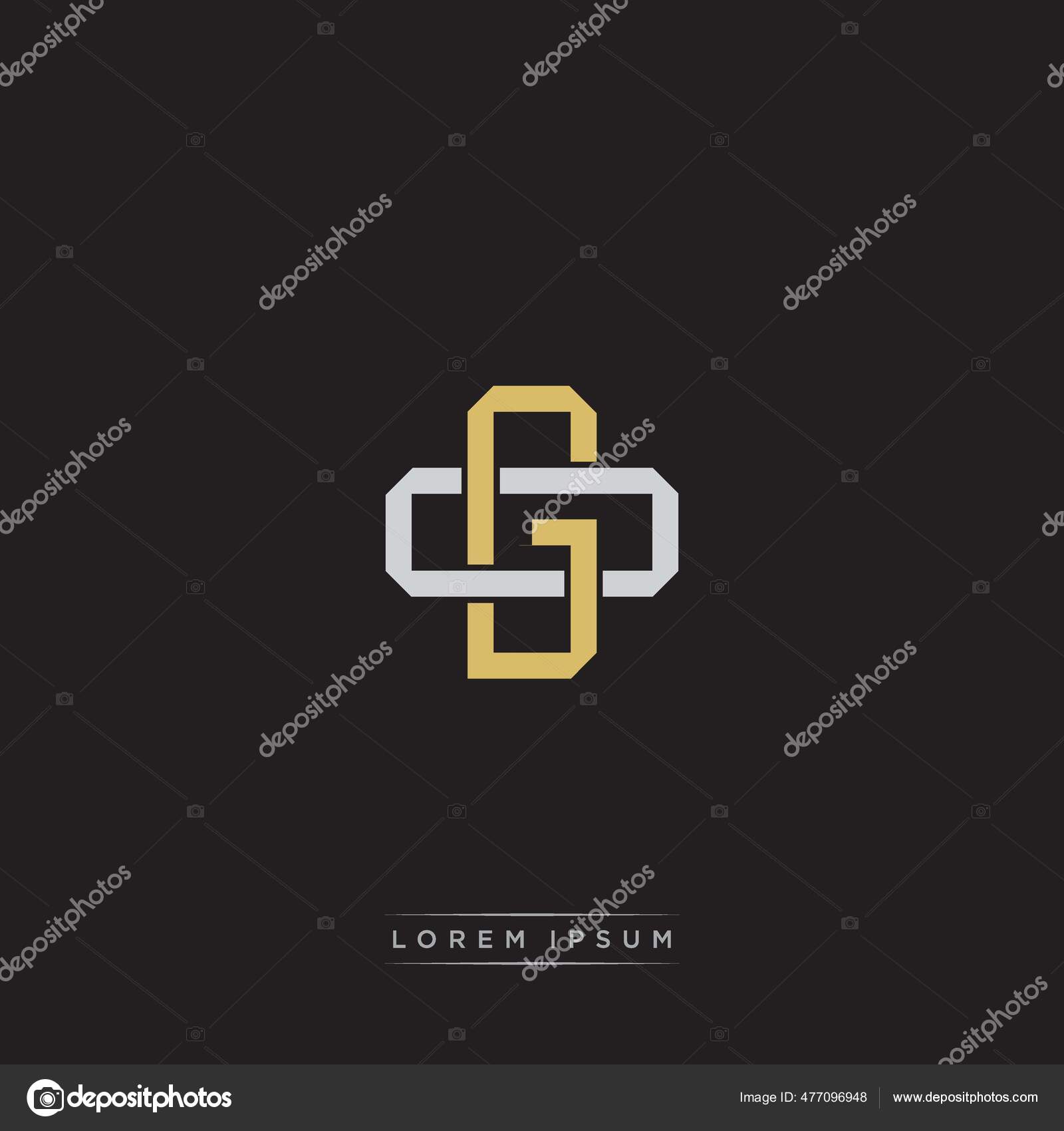 Initial Letter Overlapping Interlock Logo Monogram Line Art Style ...