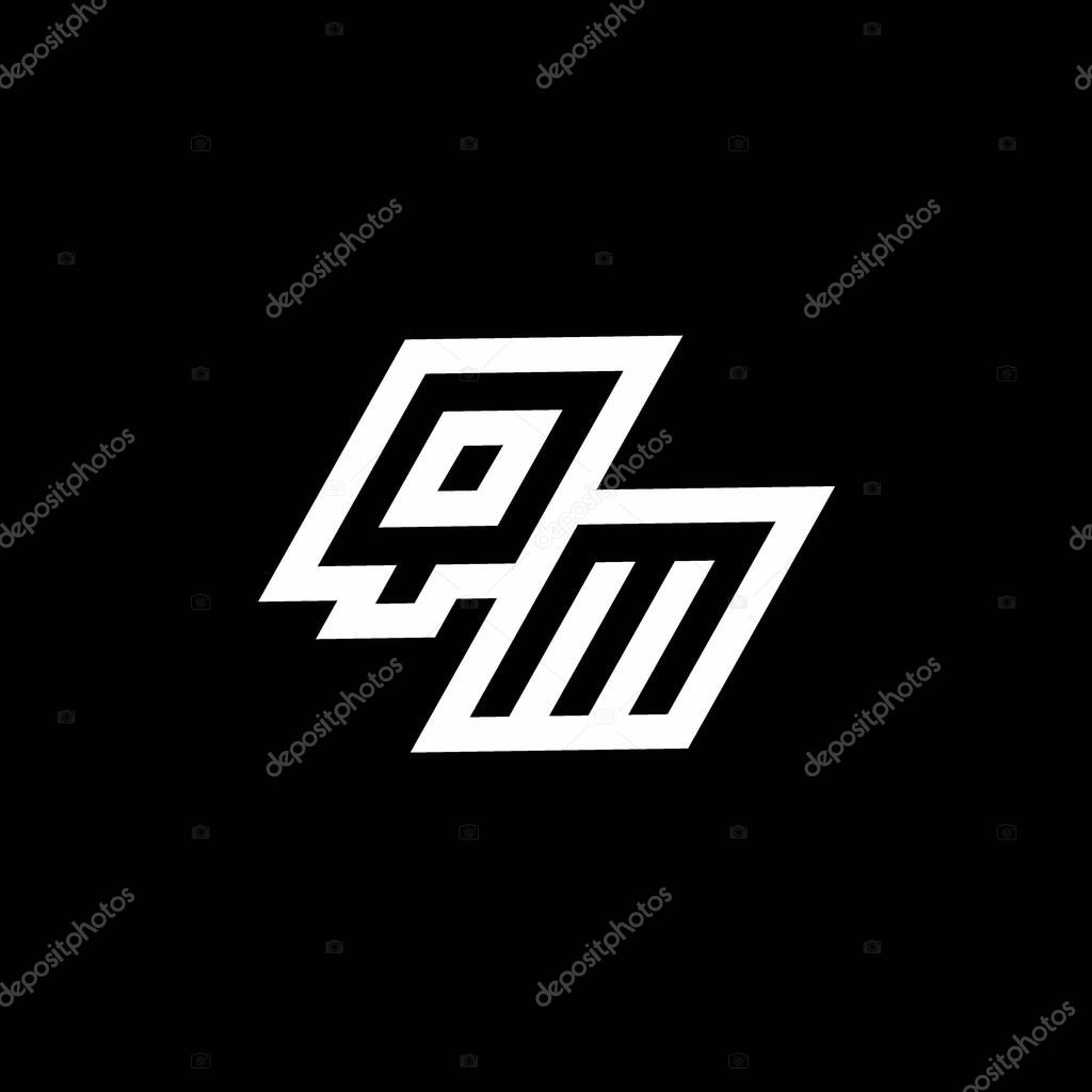 Monograma del logotipo de QM con hasta abajo plantilla de diseño de espacio negativo de estilo ...