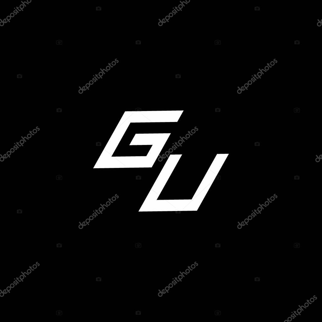 Monograma del logotipo de GU con una plantilla de diseño moderno de estilo descendente aislada ...