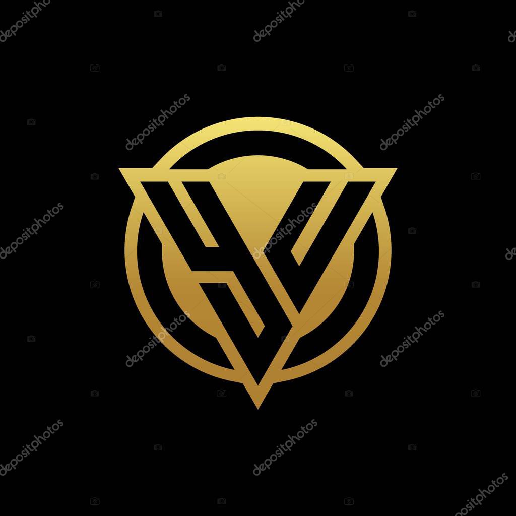 Monograma de logotipo de YU con forma de tri ngulo y c rculo redondeado aislado en colores ...