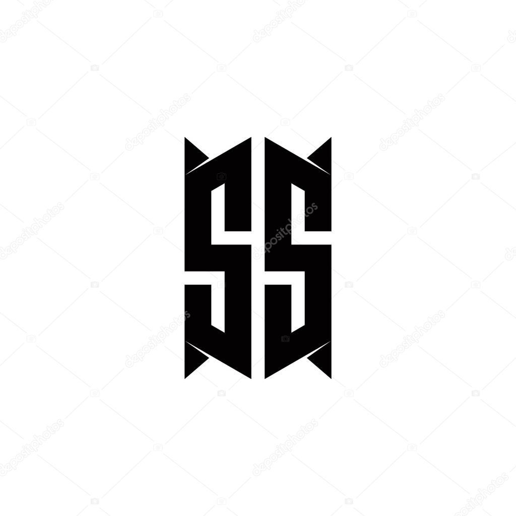 SS Logo monograma con forma de escudo diseños plantilla vector icono ...