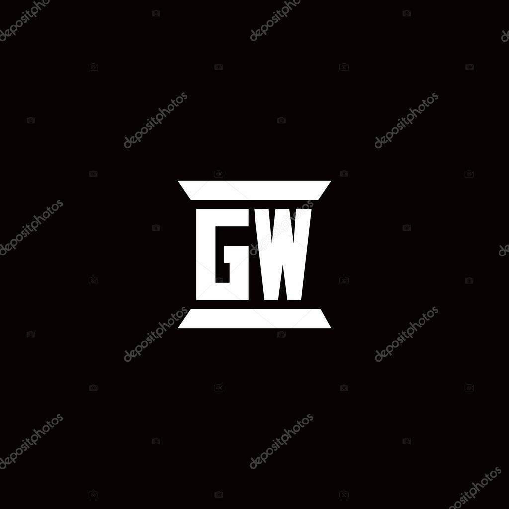 GW logo inicial letra monograma con plantilla de diseño en forma de ...