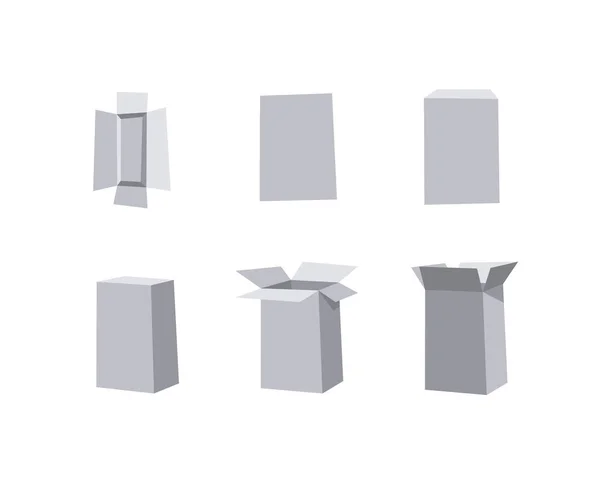 Carton Open Closed Recycling Boxes Set Cartoon Style Illustration ...