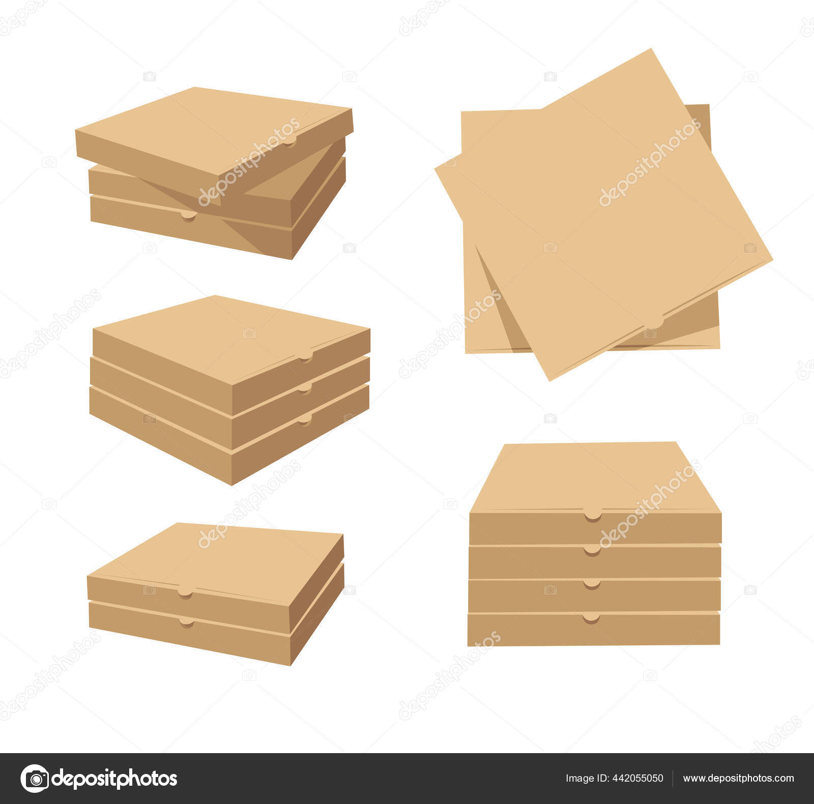 Square Carton Assembly Box Pizza Cartoon Style Illustration Delivery ...