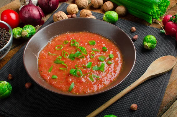 Hot salsa tomato with spring onion and red pepper Stock Photo by ...