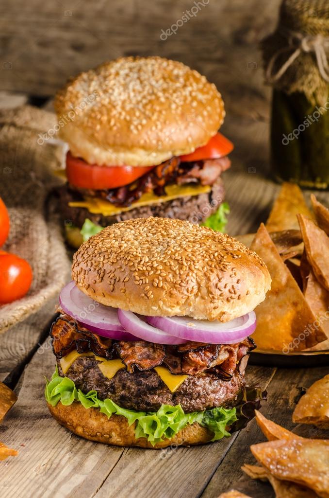 American rustic burger — Stock Photo © Peteer #84189412