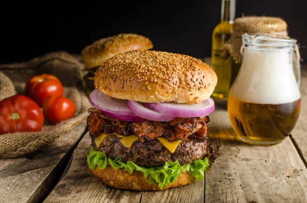 American rustic burger - Stock Image - Everypixel