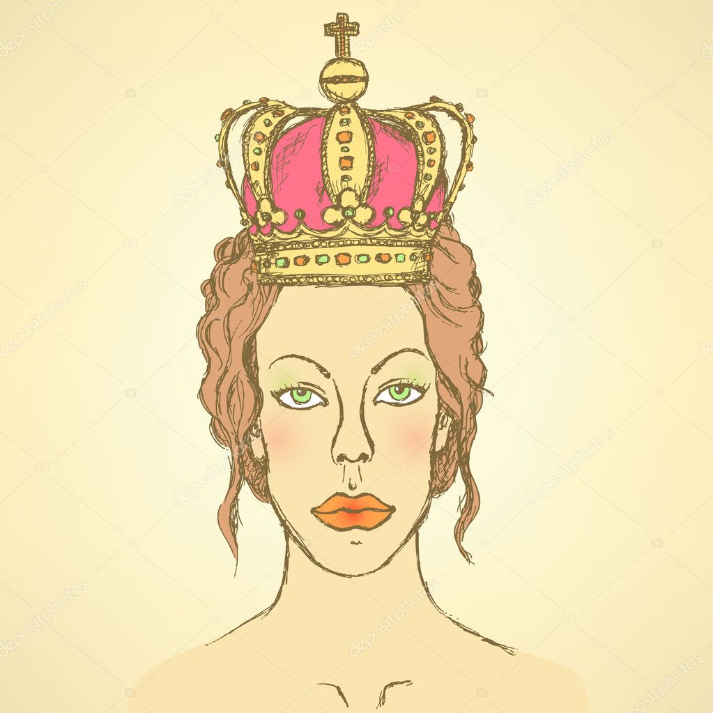 Sketch Cute Woman In Crown Stock Illustration By ©kali13 56246481