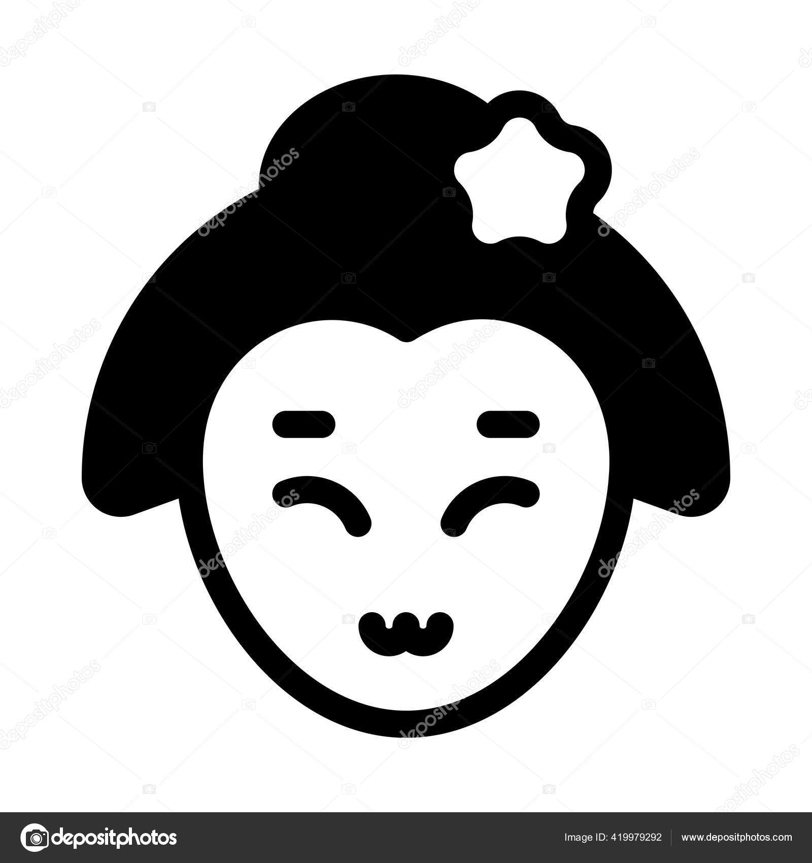 Cute Japanese Girl Avatar Vector Modern Glyph Style Stock Vector Image ...