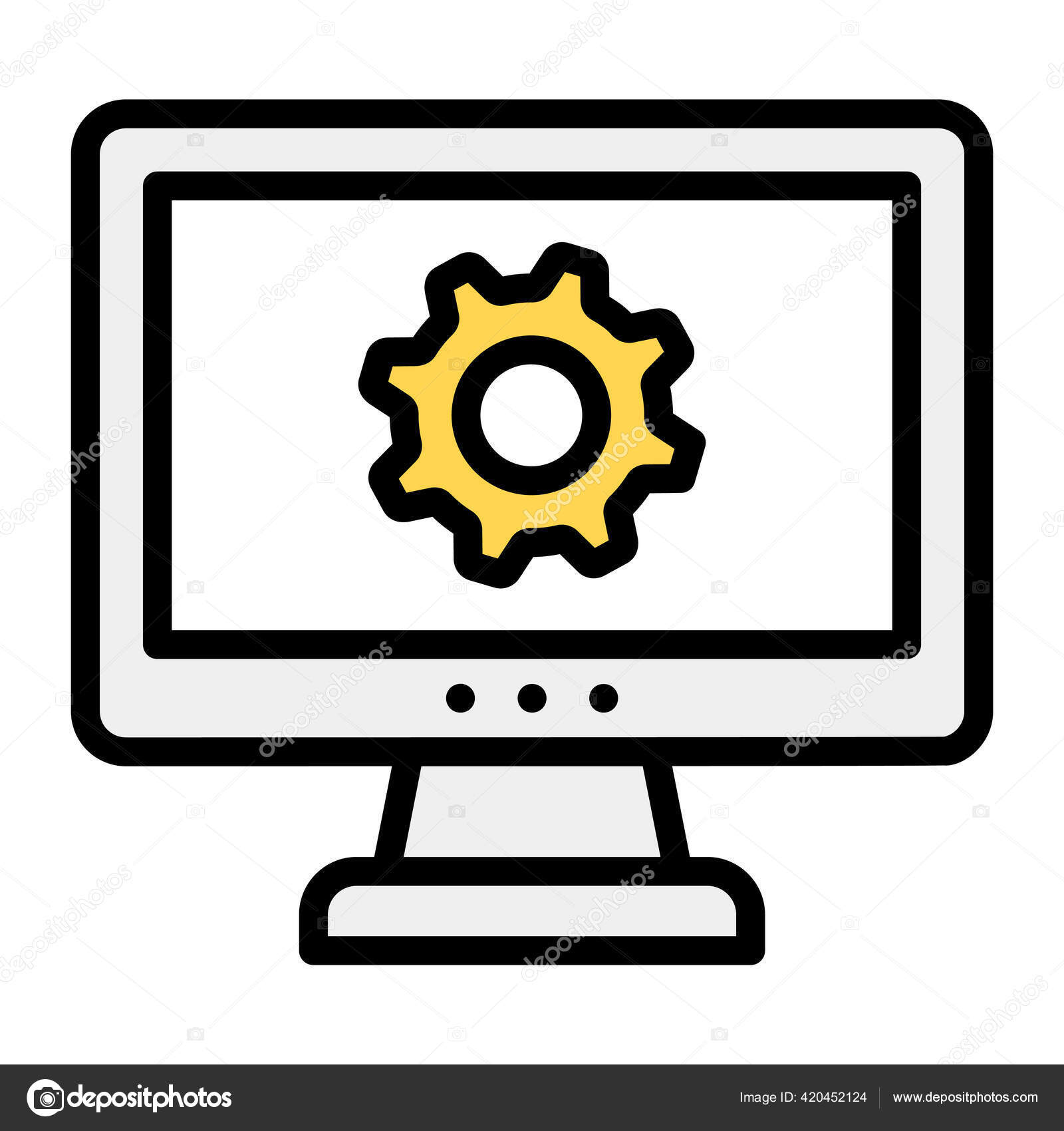 Computador Desktop Com Engrenagem Dentro Mostrando Ícone Configuração ...