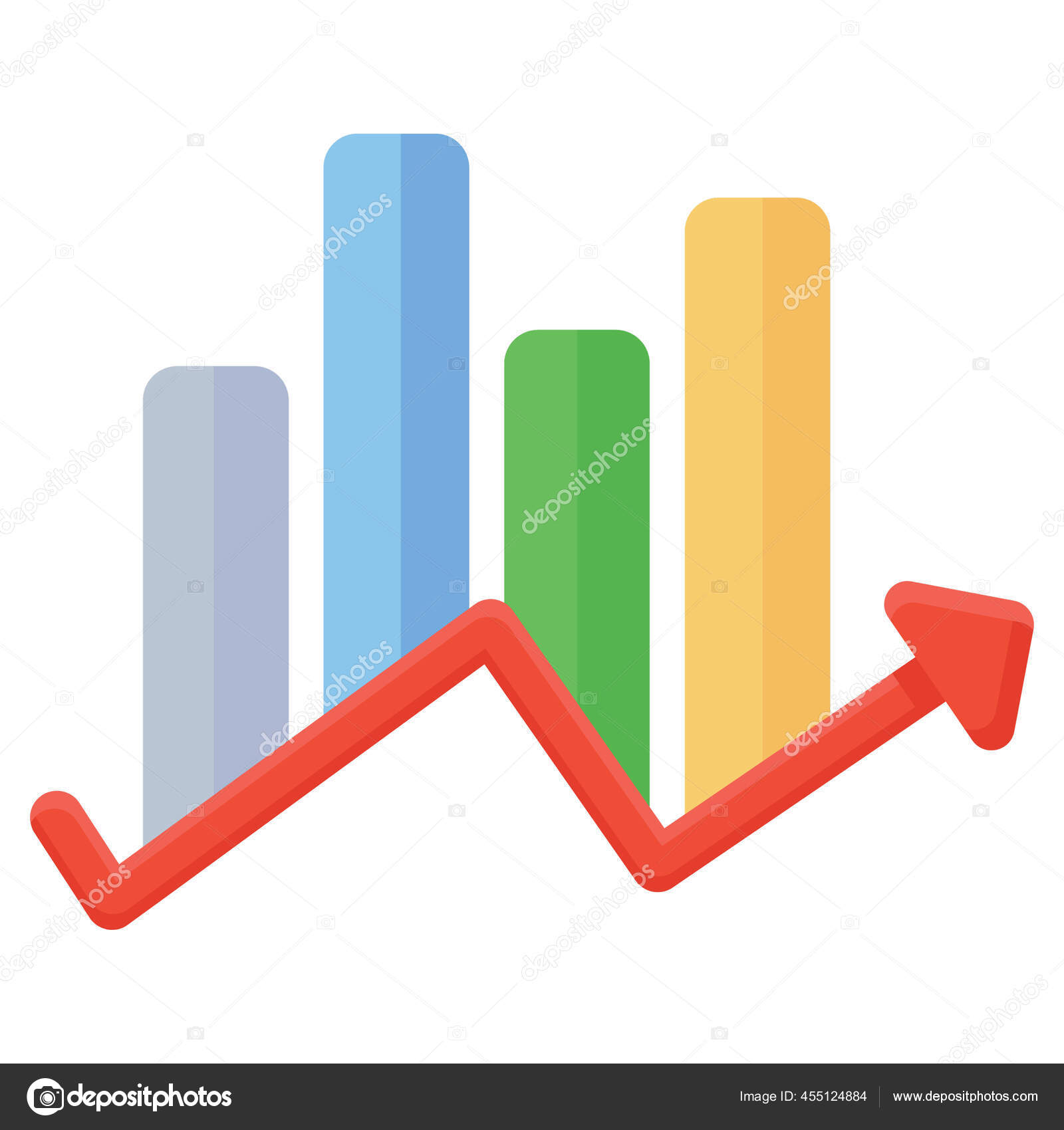 Ilustración Vectorial Gráfico Barras Rojo Blanco Vector de stock ...