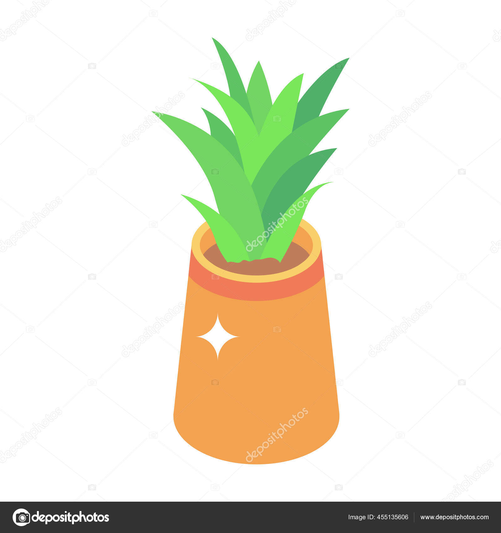 Potted Plant Icon Isometric Cactus Vector Illustration White Background ...