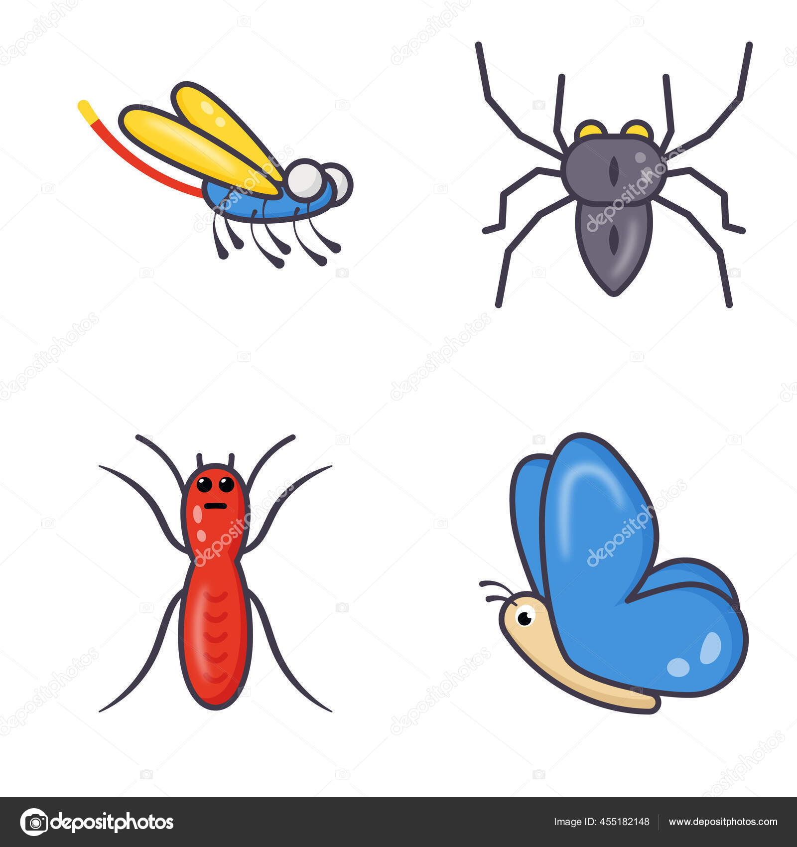 Colección Insectos Insectos Signo Stock Para Web Vector de stock ...