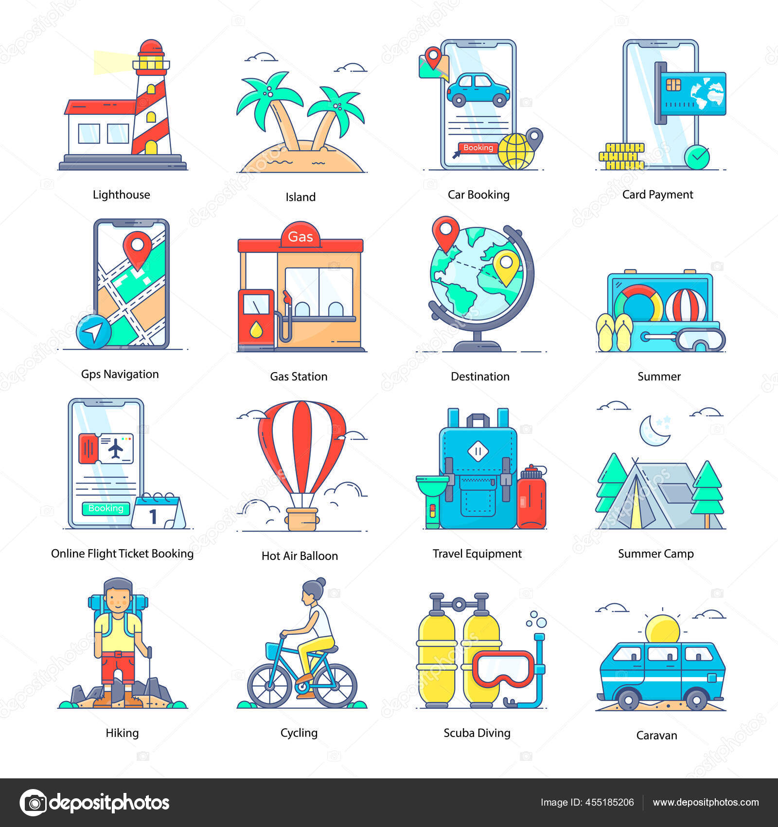 Set Modern Flat Vector Icons White Background Stock Vector by ...
