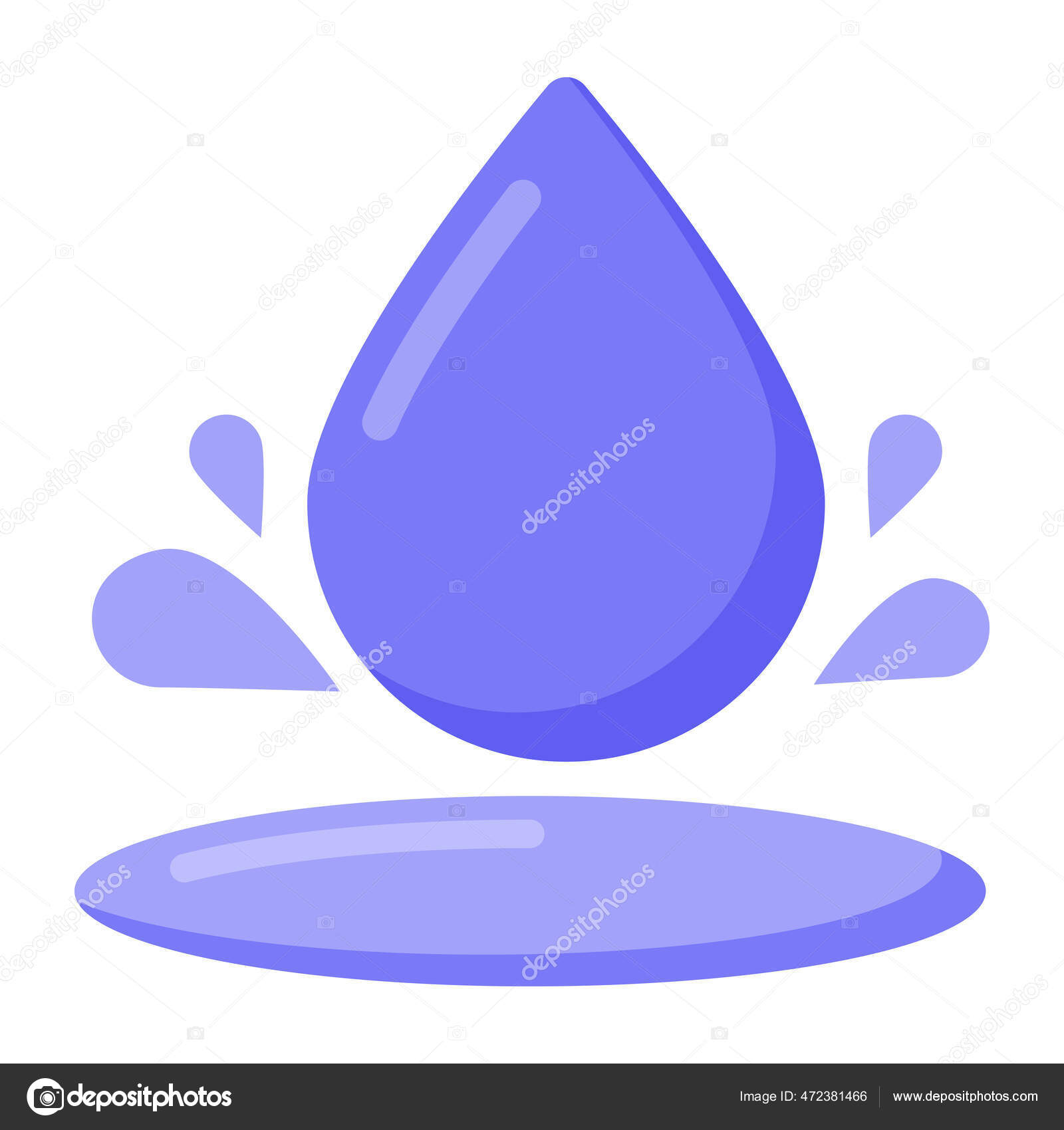 Water Drop Icon Cartoon Illustration Vector Logo Isolated White ...
