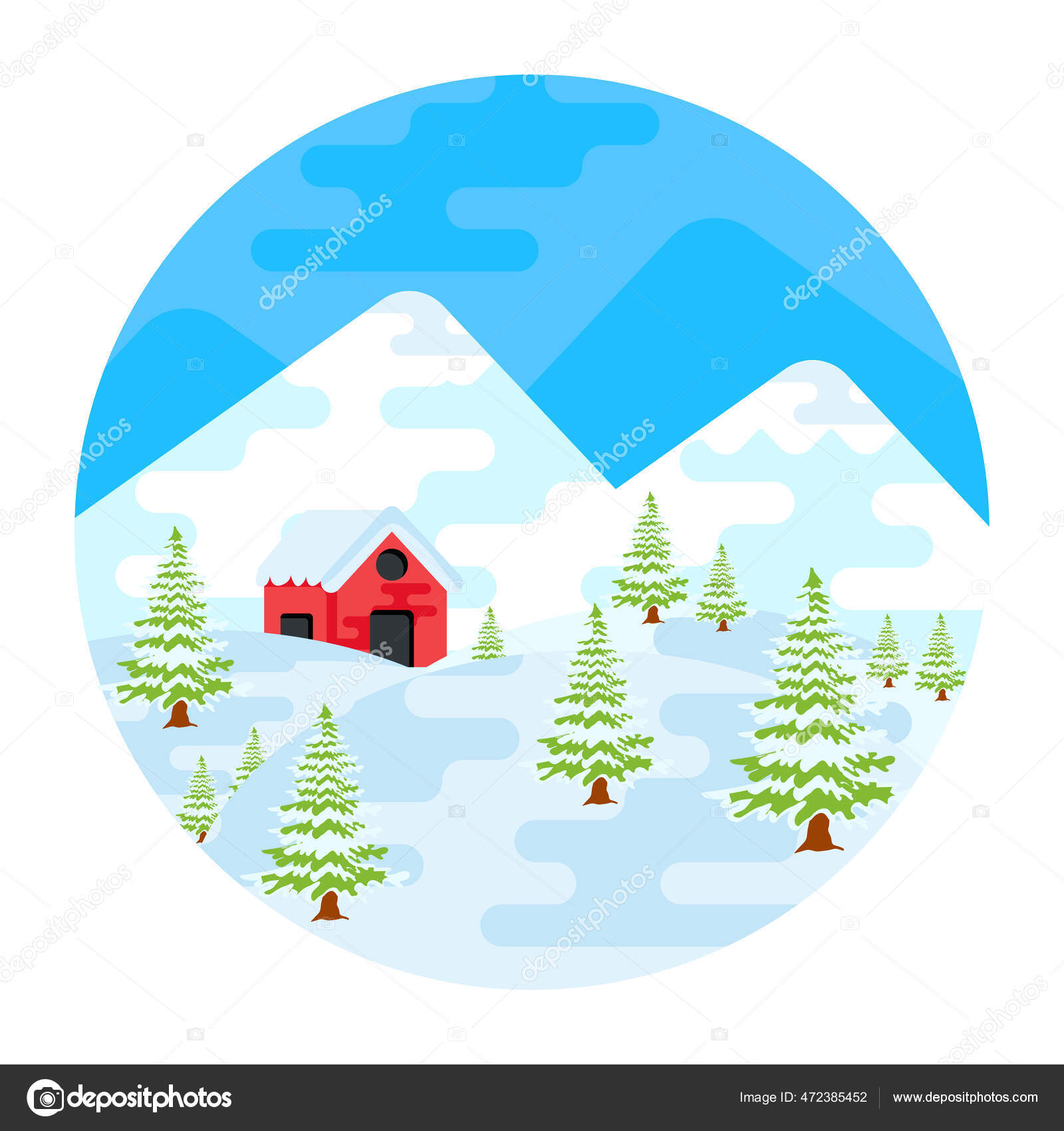 Winter Landscape Snow Trees Vector Illustration Stock Vector by ...