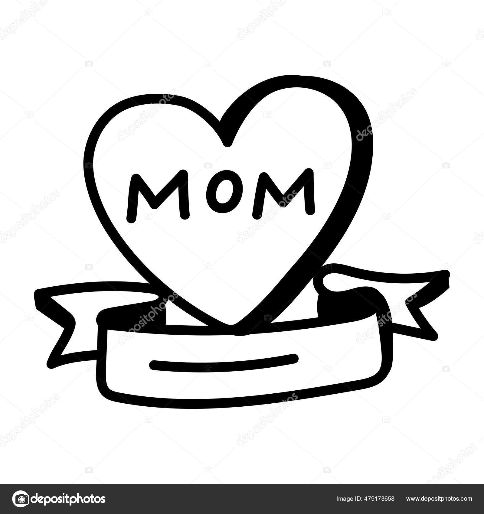 Heart Ribbon Text Mom Vector Illustration Stock Vector By