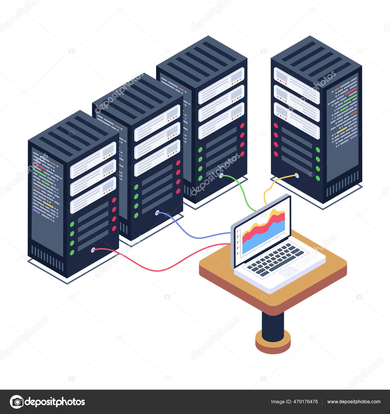 Data Center Server Room Servers Database Vector Illustration Design ...