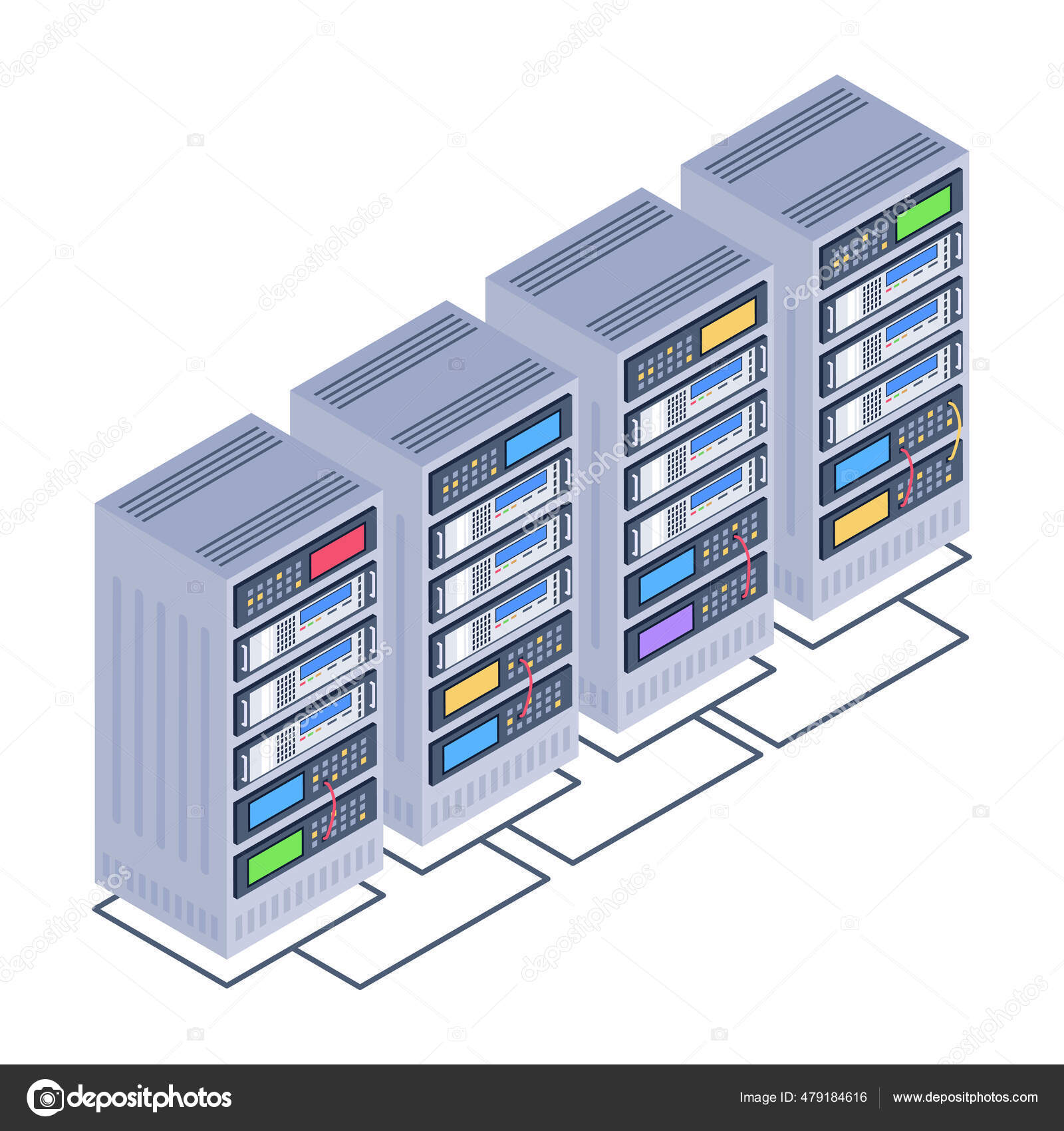 Sala Servidor Data Center Com Servidores Desenho Gráfico Ilustração ...