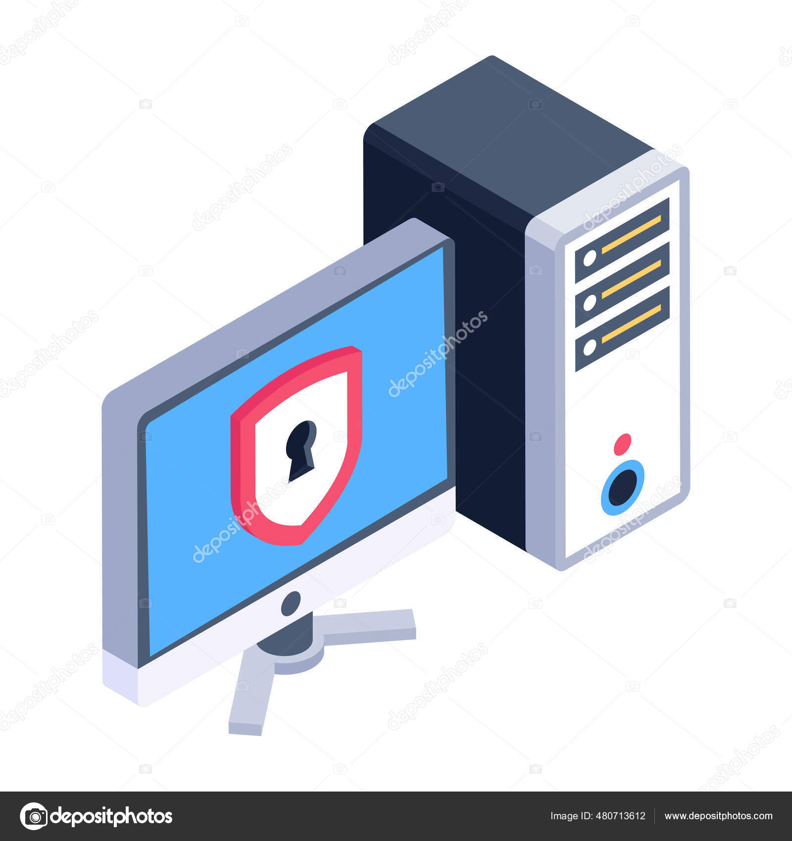 Computer Monitor Security System Vector Illustration Design Stock ...