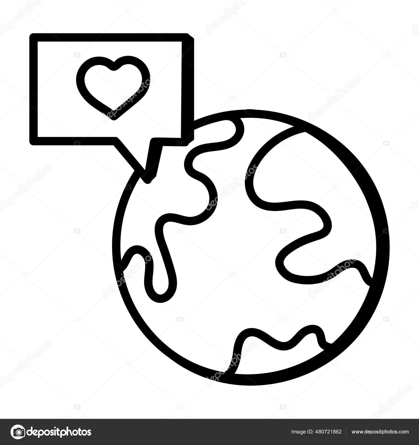 World Map Icon Vector Outline Simple Illustration Isolated Contour ...